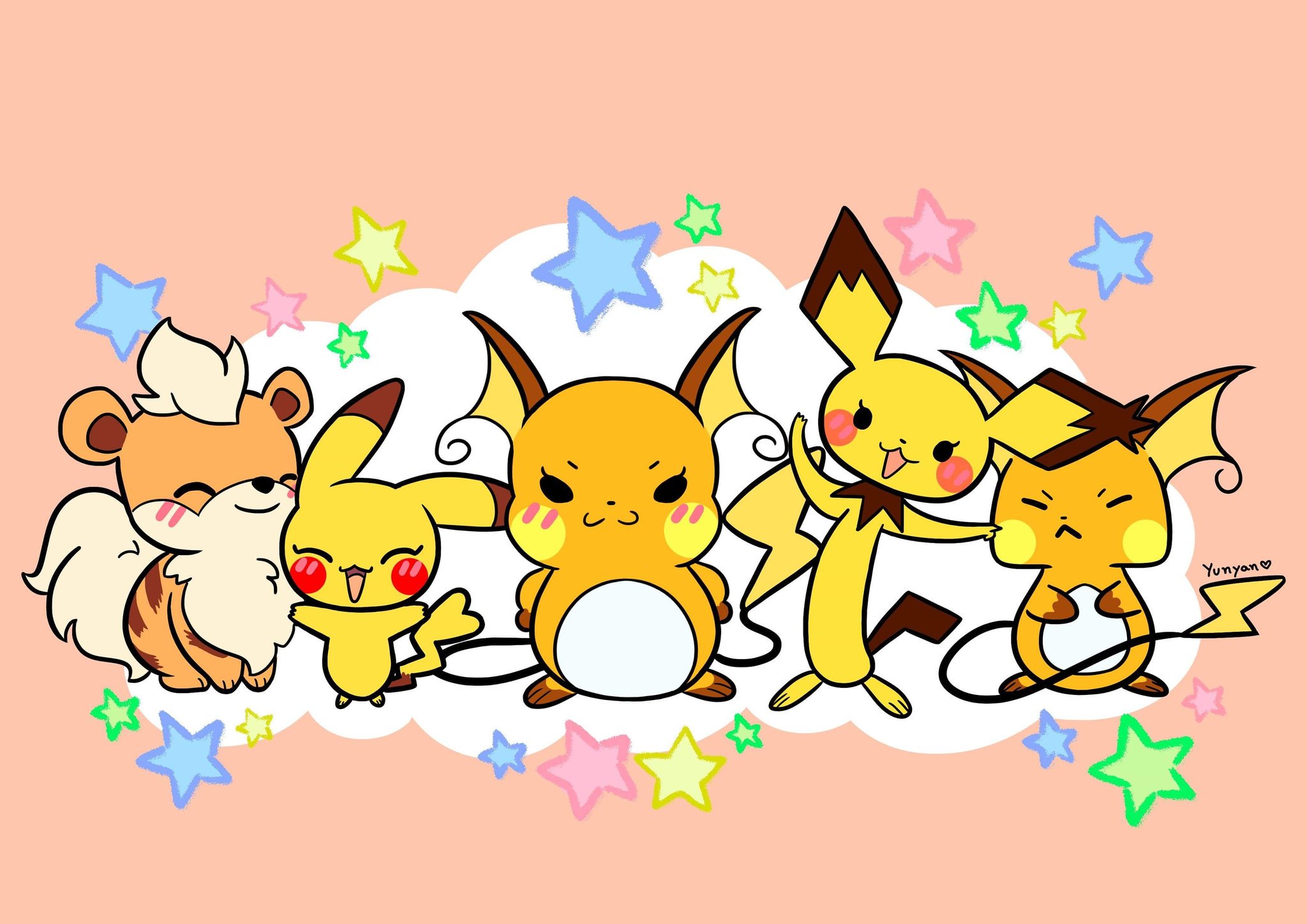 Pichu Pikachu Raichu Family