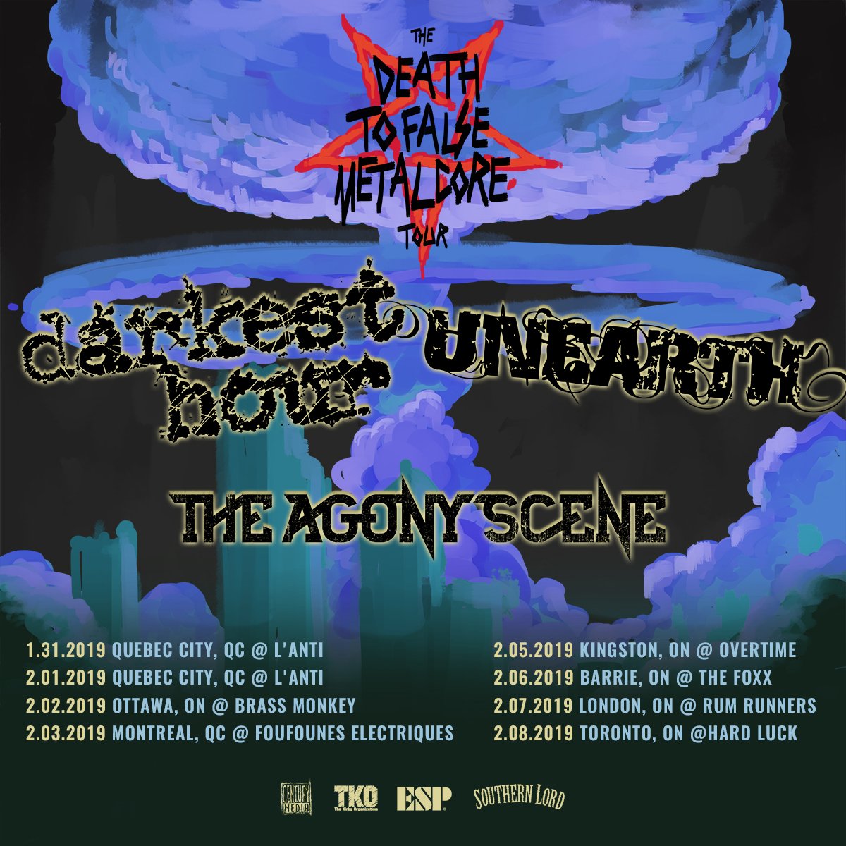 Outerloop on Twitter: "THE AGONY SCENE's Canada Tour with DARKEST HOUR & UNEARTH starts NEXT ...