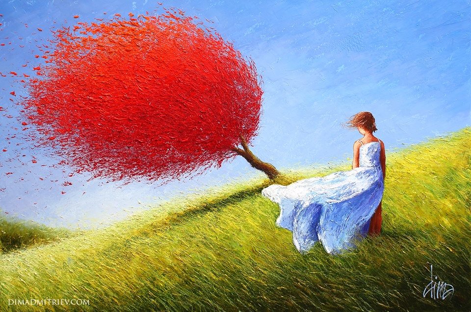 Girl In The Wind Painting