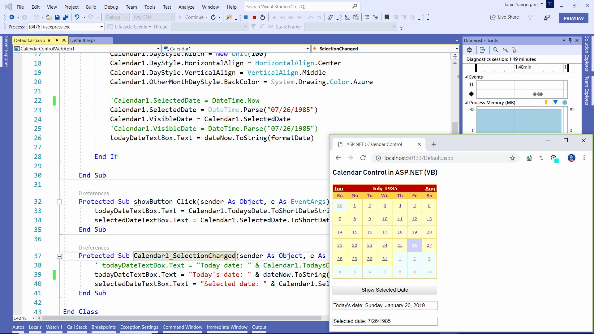 iBasskung on Twitter: "🚀 VISUAL STUDIO 2019 : ASP .NET (Visual Basic) 🚀 ⚡ Calendar Control in ...