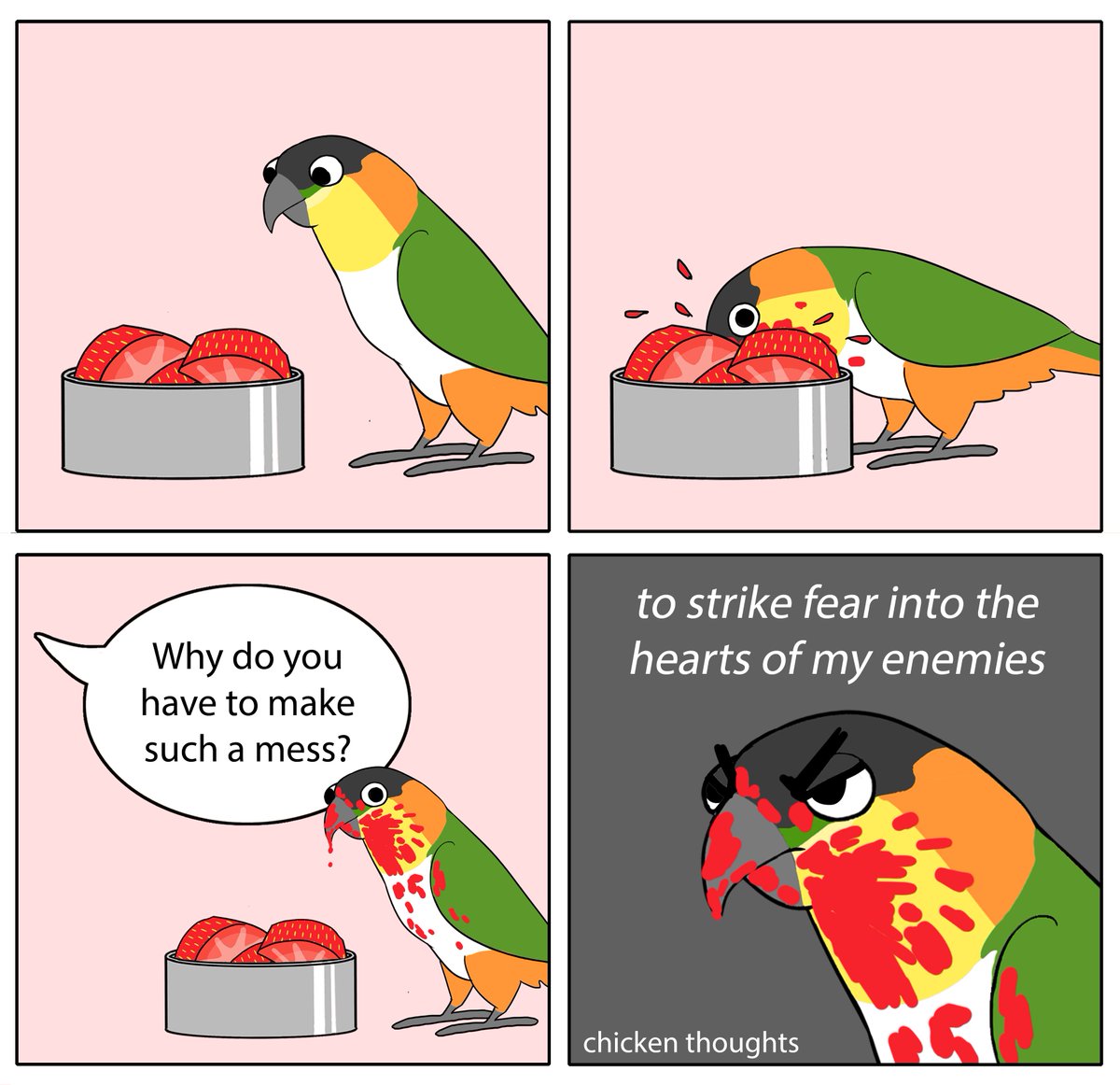 「When the void takes both of your feet 😱 #birb 」Chicken Thoughtsの漫画