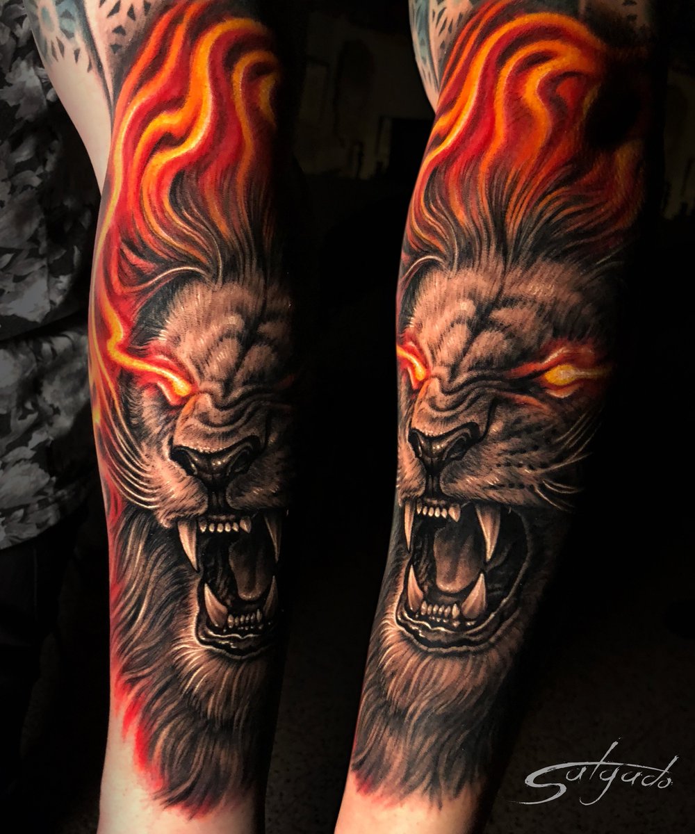Fire Lion Tattoo