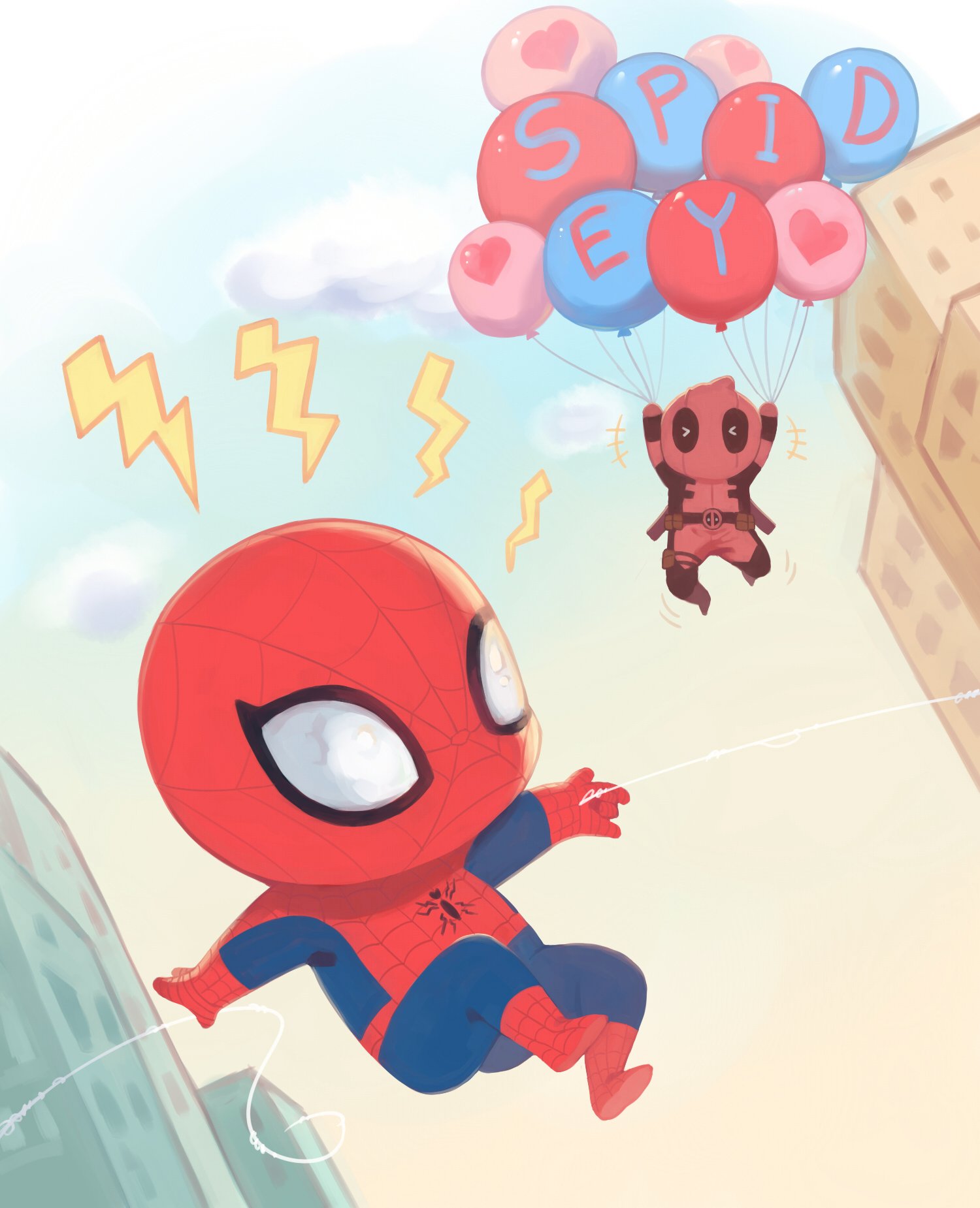 Spiderman And Deadpool Chibi