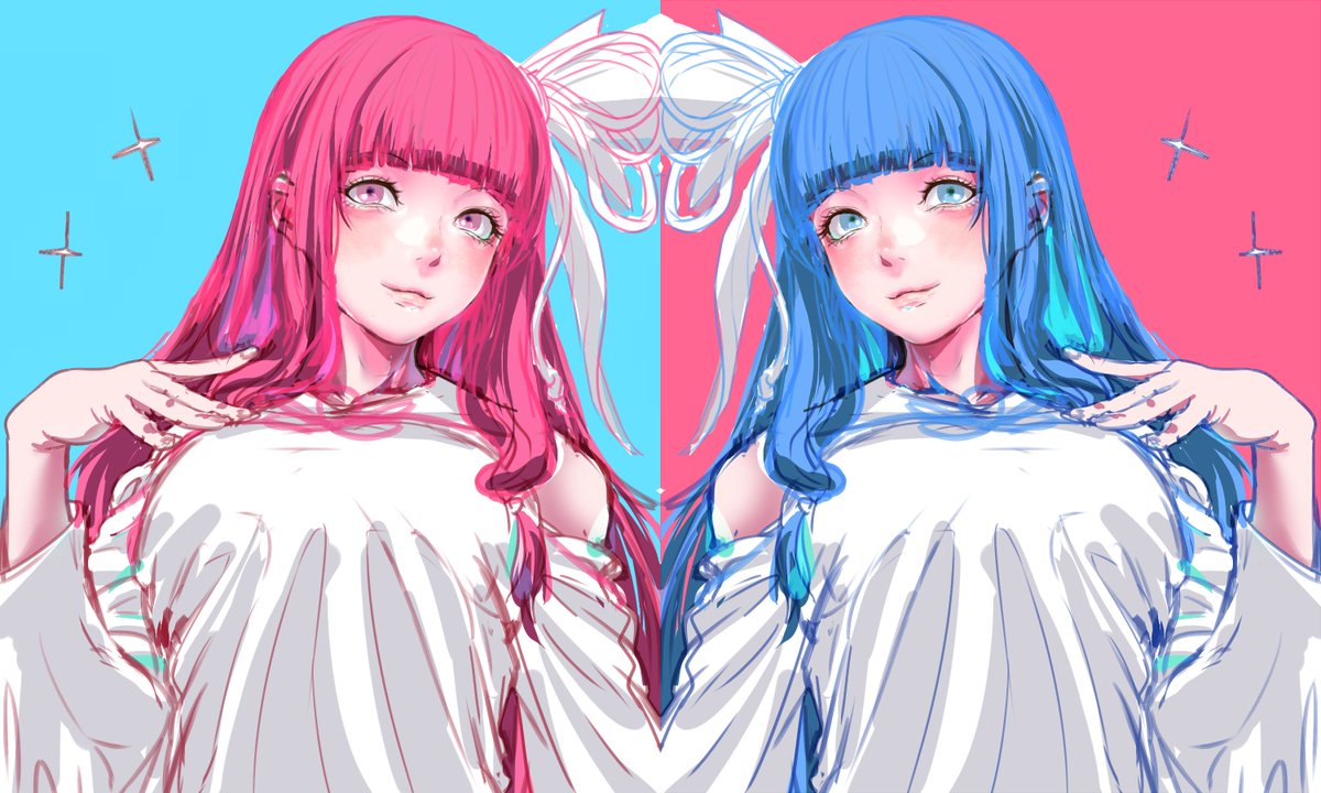 Kotonoha Akane Kotonoha Aoi Multiple Girls 2girls Blue Hair Pink Hair