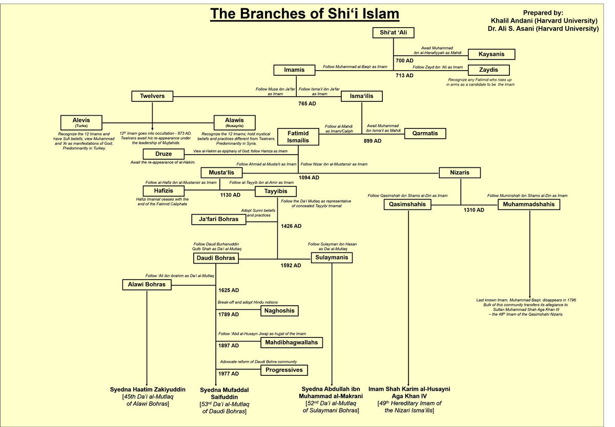 History of Shia Islam consists of many Imamate lineages & divisions ...