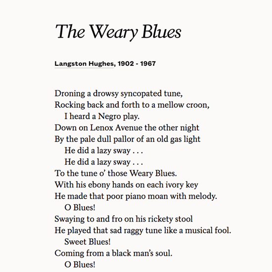 Langston Hughes Poem The Weary Blues