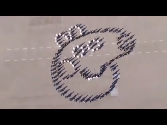 Soldiers arrange themselves into the shape of Peppa Pig to celebrate ...