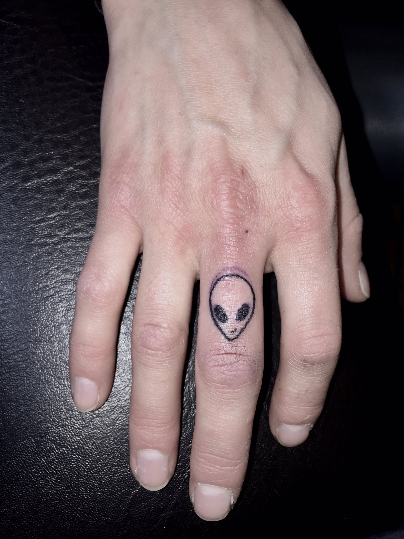 Cute Alien Finger Tattoo