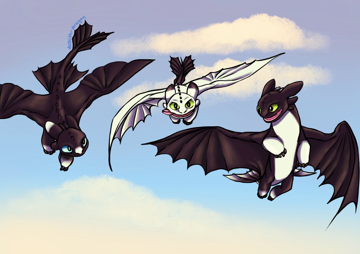 Toothless Light Fury And Babies