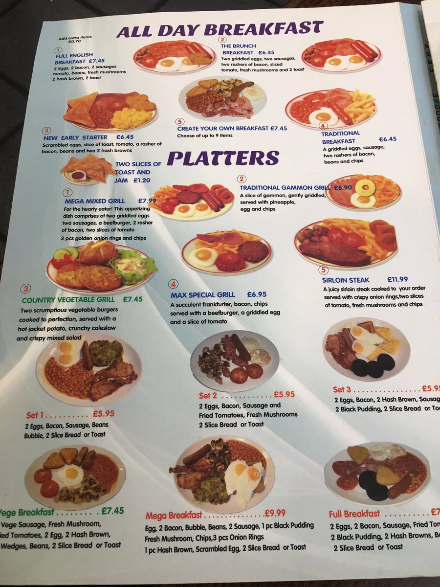 Greasy Spoon Menu