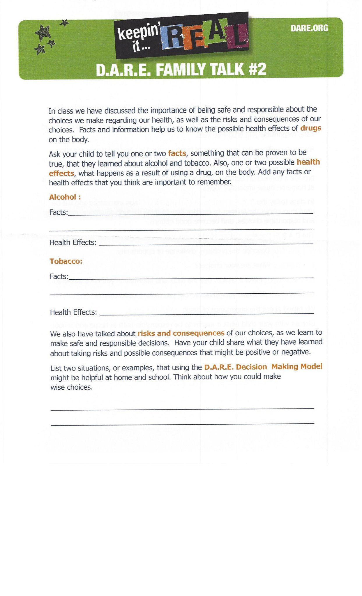 Dare Decision Making Model Examples