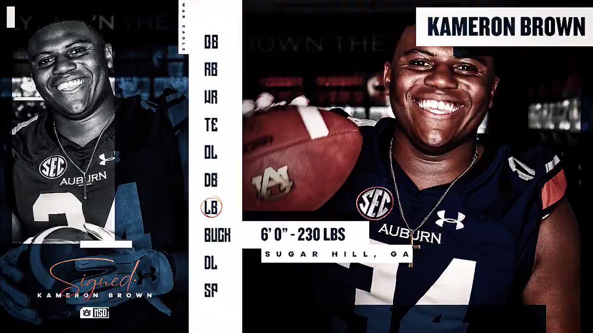 2019 3* ILB Kameron Brown signs with Auburn : r/CFB