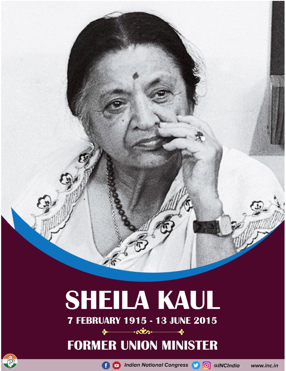Today marks the birth anniversary of Smt. Sheila Kaul, a decorated ...