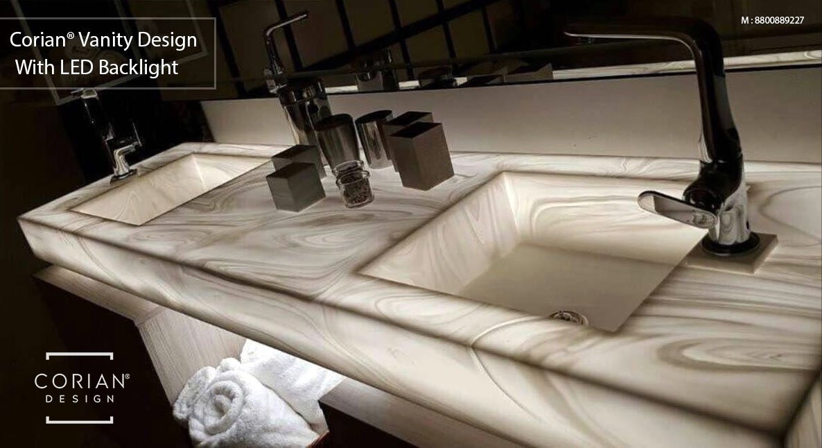 shopinterio on Twitter: "DuPont™ Corian® Grey Onyx Vanity Design With LED Backlight System ...