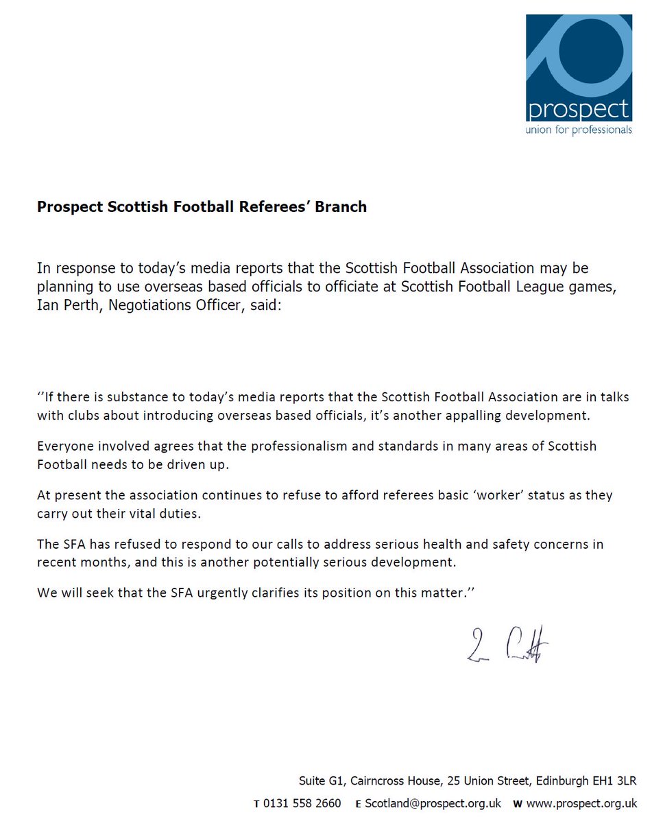 Scottish Football Referees Statement | FollowFollow.com