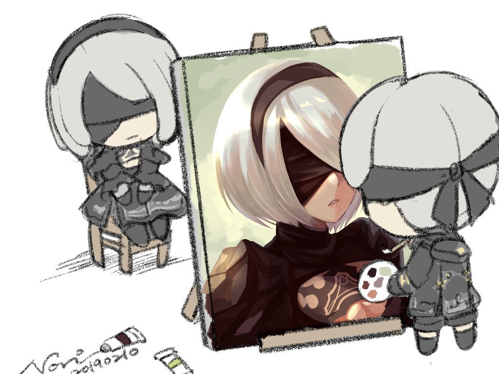 9S drawing a portrait of 2B : r/nier