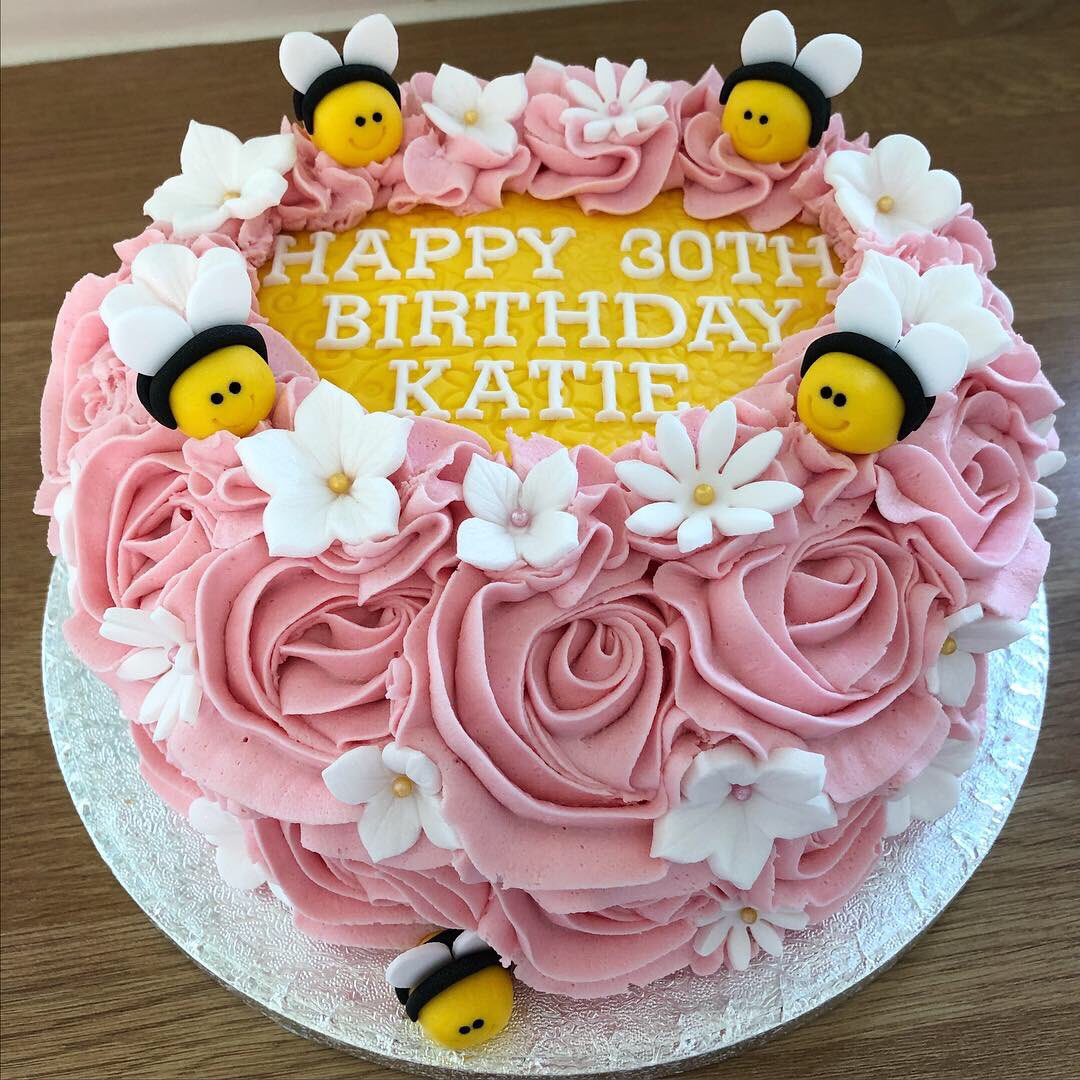 Pink Cake With Bees