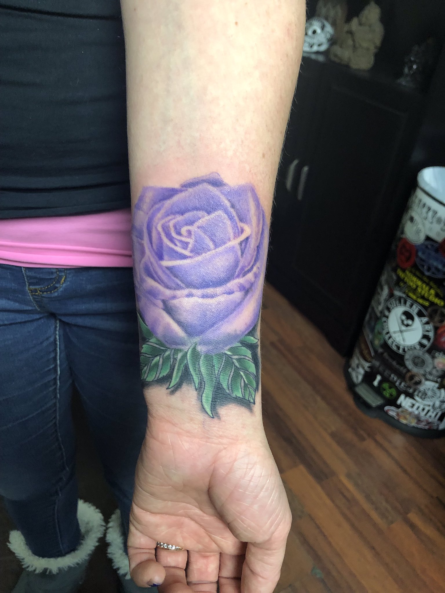 Purple Rose Tattoo Cover Up