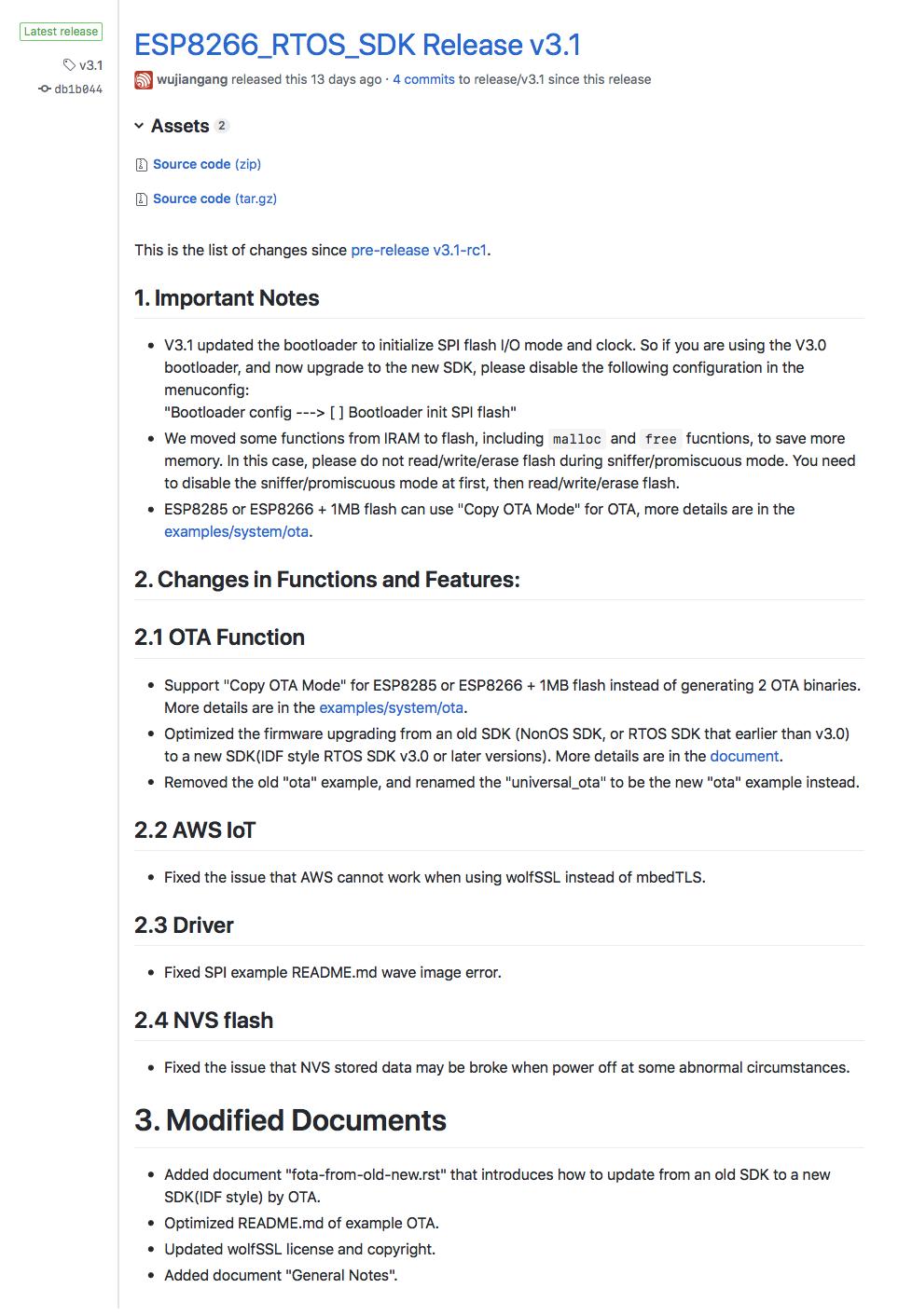 ESP8266 on Twitter: "ESP8266 RTOS SDK Release v3.1 (2018 Jan 30) ⬇️ https://t.co/nITKDCADas # ...