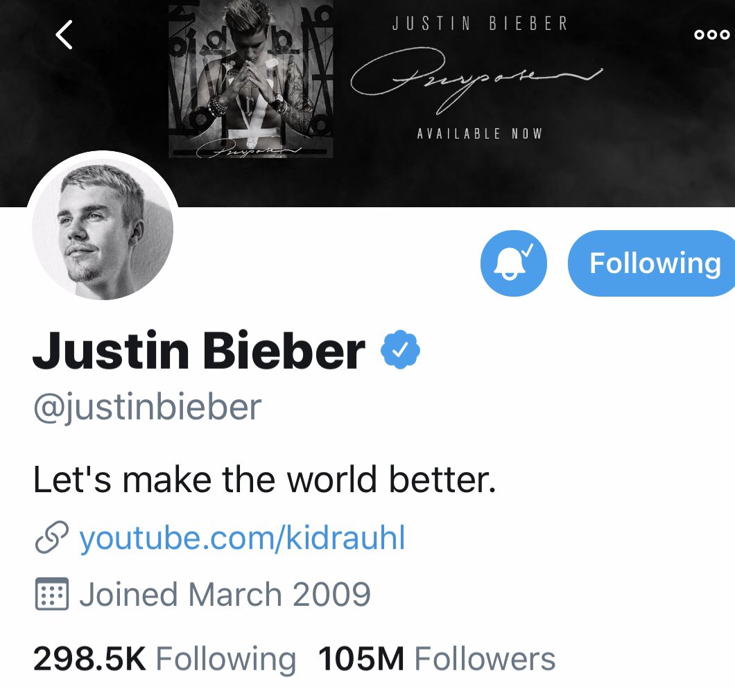 Justin Bieber Twitter Followers