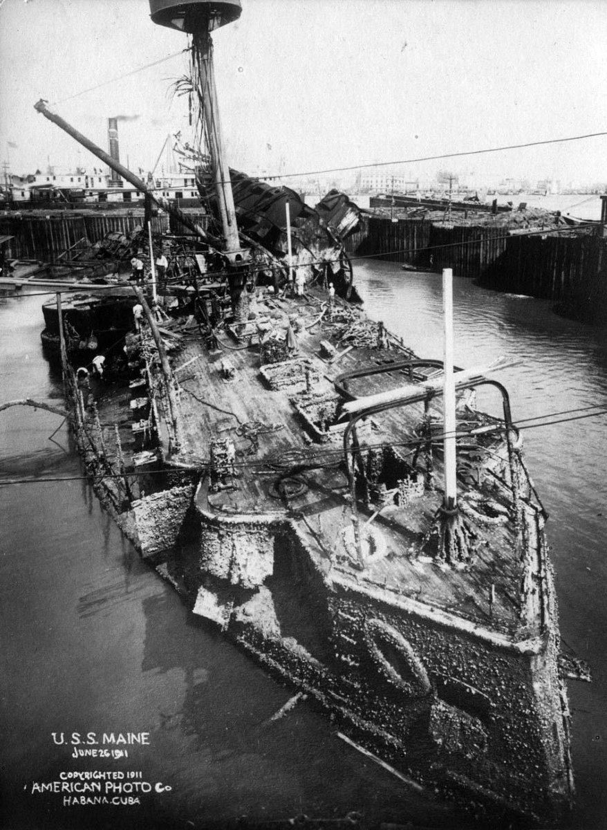 OTD 1898, the armored cruiser USS Maine was destroyed by an explosion ...