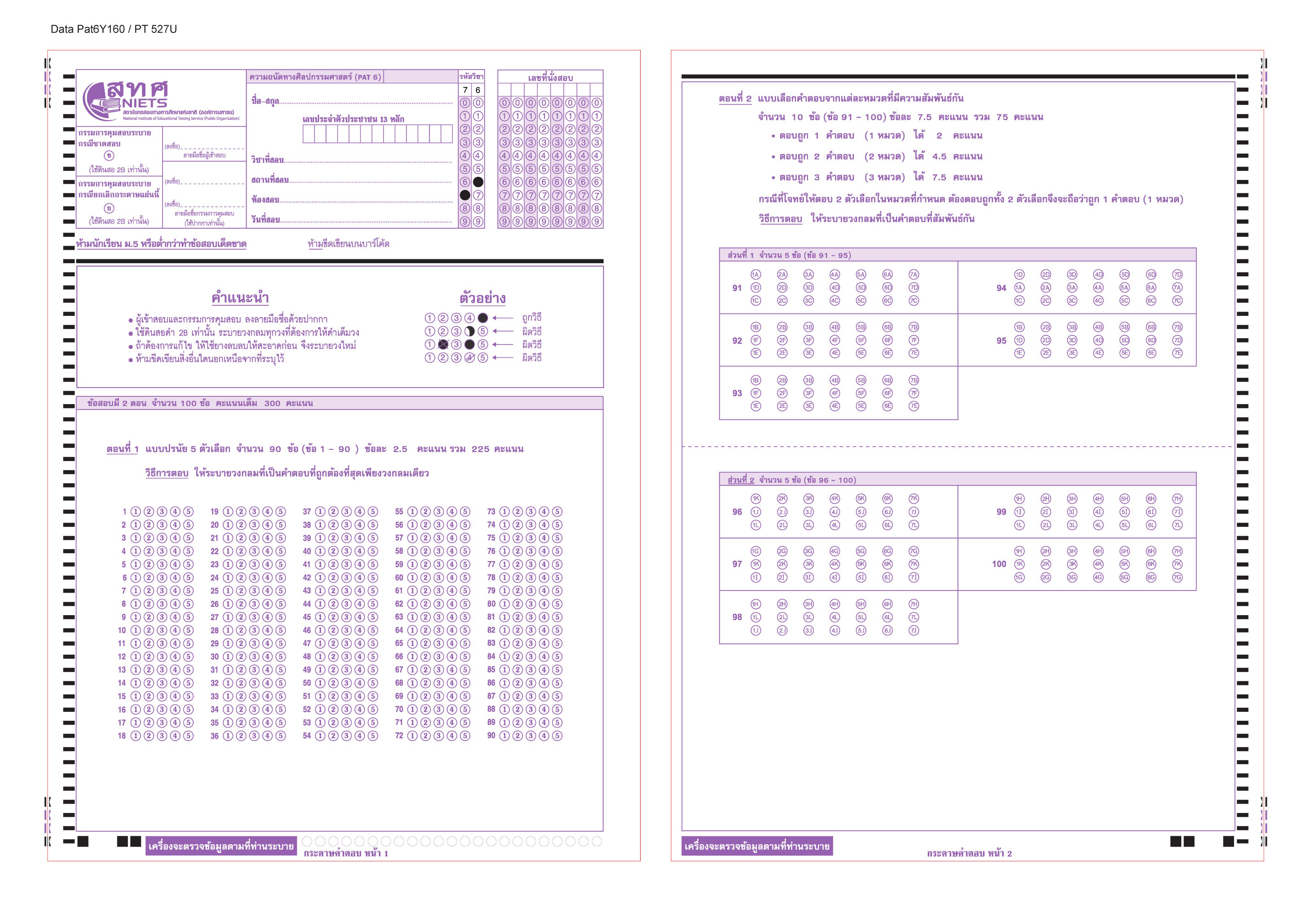SociThai เข้าใจ ไทย-สังคมฯ on Twitter: "ตัวอย่างกระดาษคำตอบ PAT1 (ความถนัดทางคณิตศาสตร์) #TCAS # ...