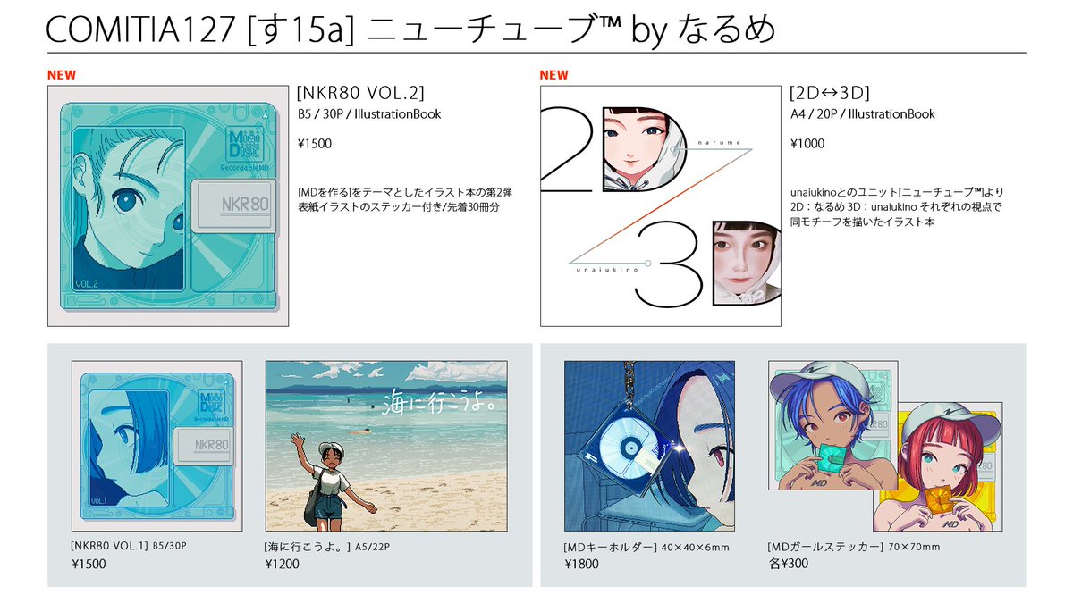 「8/19コミティア125お品書きです? 新刊&新グッズあります!今回は¥1500以上お買い上げの方に、数量限定先着順でス」なるめの漫画