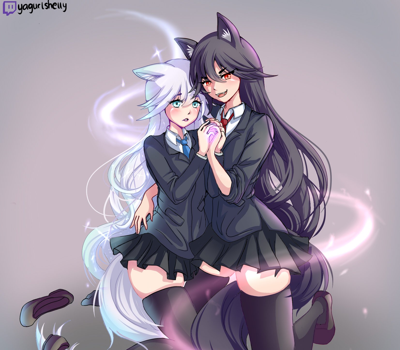Half Wolf Anime Girl Sisters