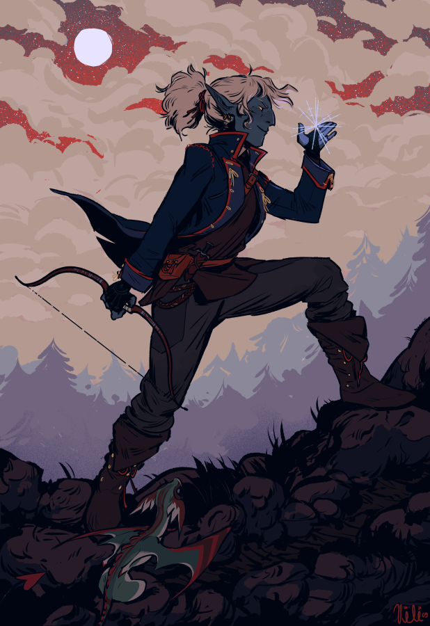 ダンデ「Aleimar the Warlock and her little beast」|Vili のイラスト