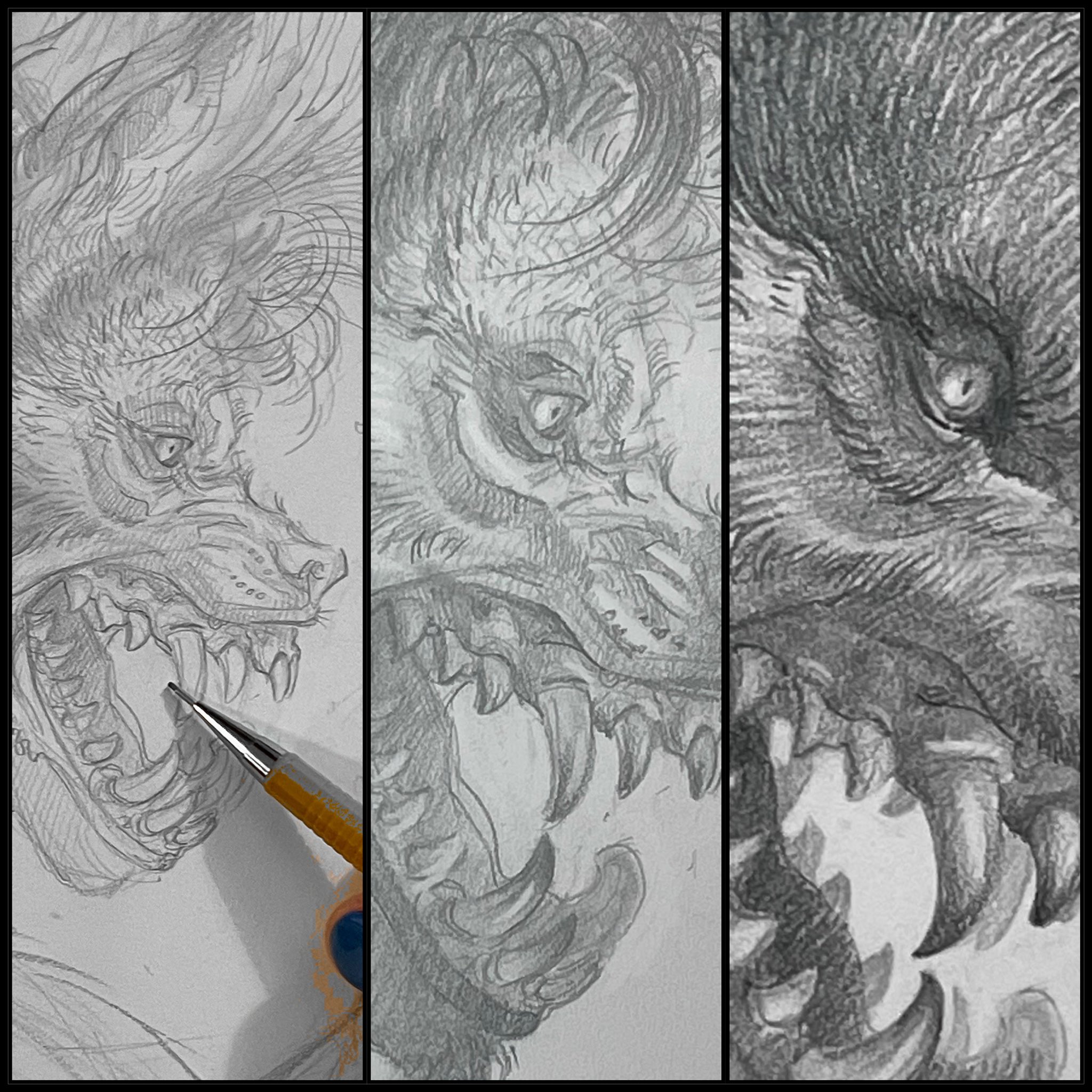 Werewolf Pencil Drawings