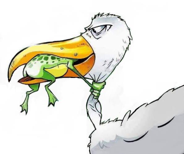 Never Give Up Frog Choking Bird