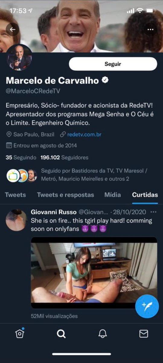 Tamir on Twitter: "Marcelo de Carvalho, um dos donos da Rede TV, parece que gosta de um pornô ...