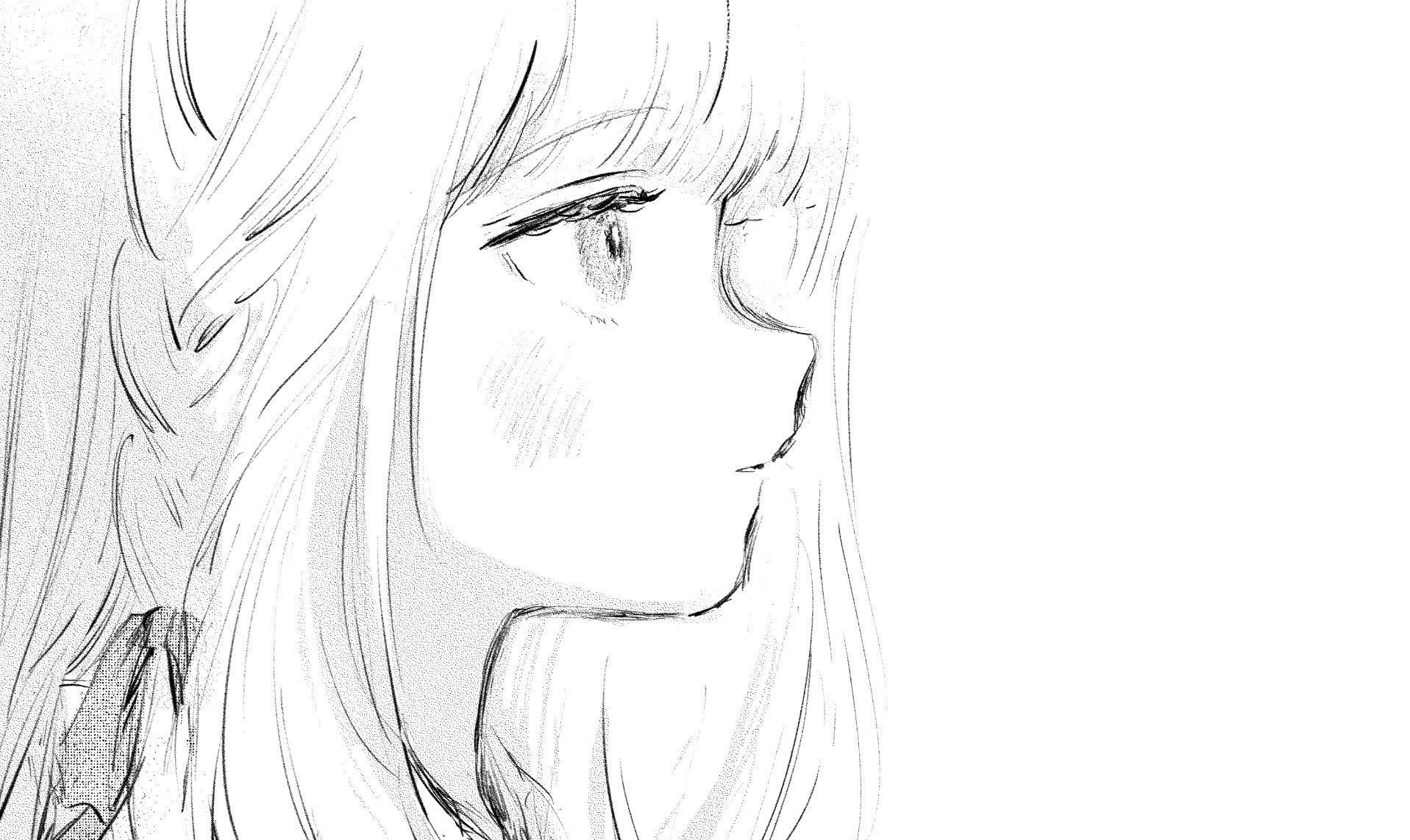 Girl Crying Side View Drawing