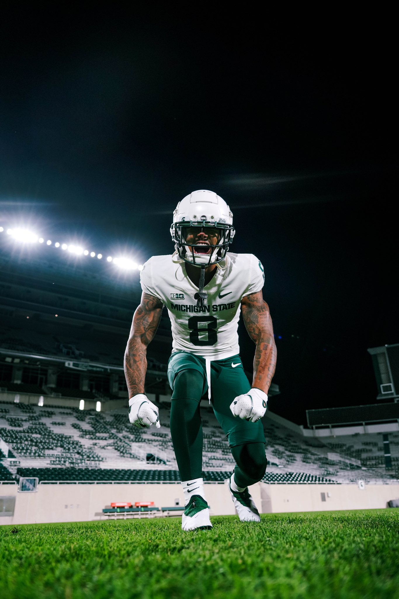 Michigan State Football Stadium At Night