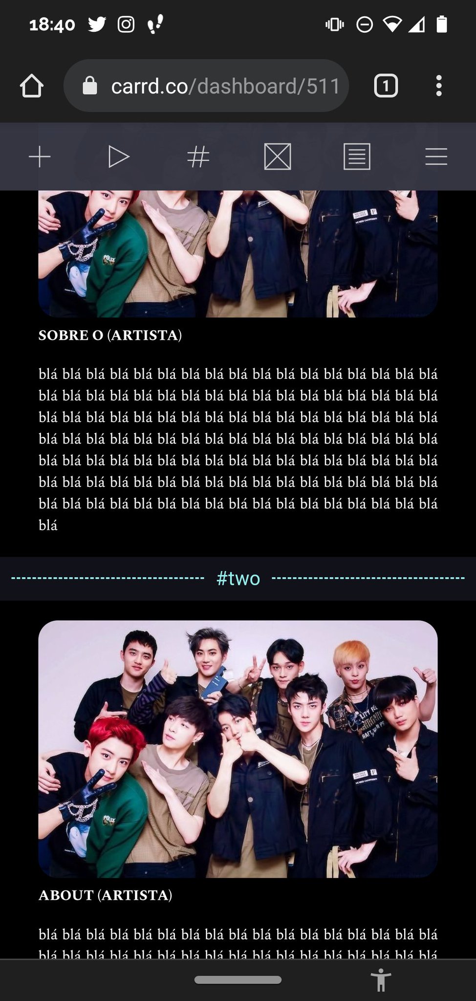 carrd maker on Twitter: "• add um control - name: #two • copie o container anterior (com a ...