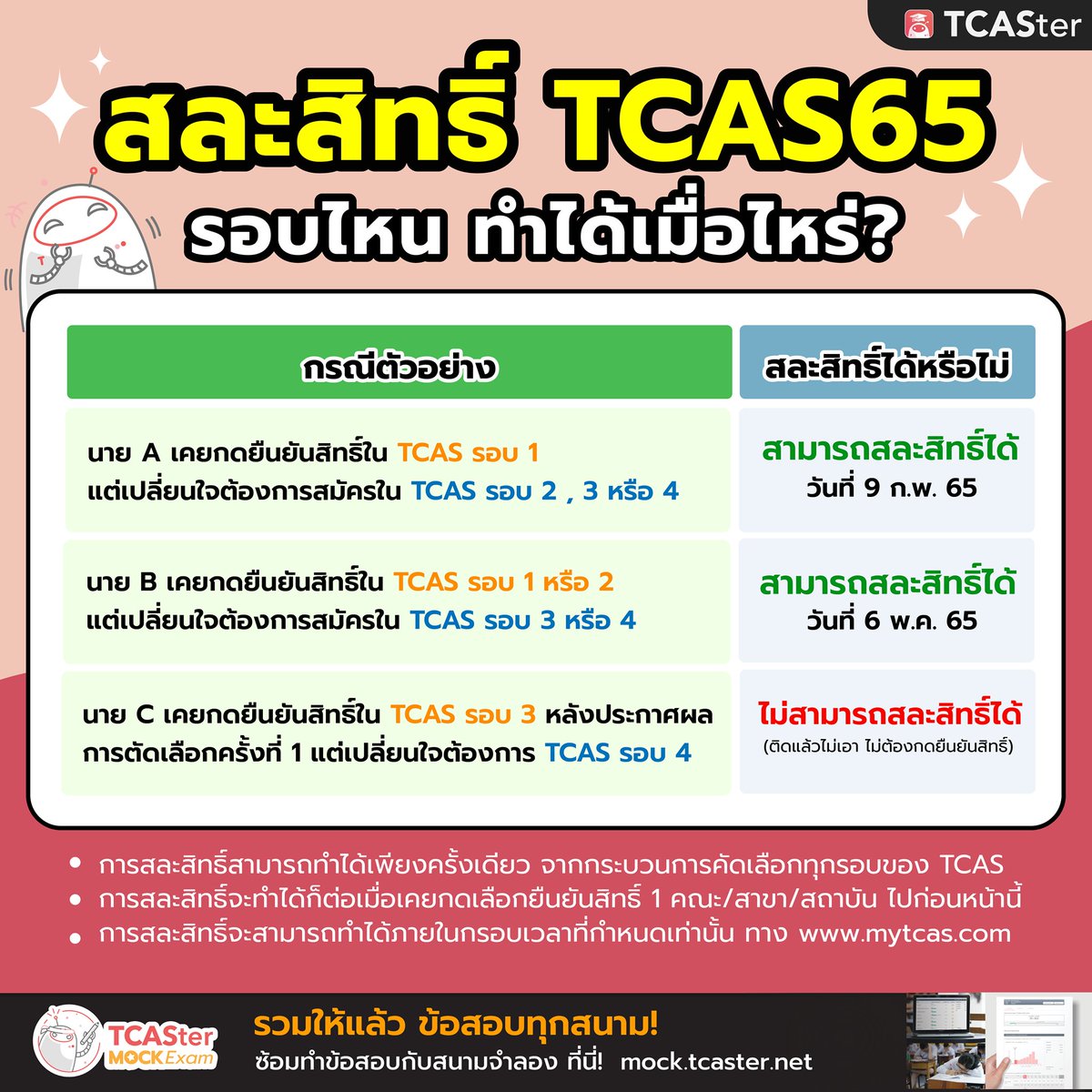 TCASter on Twitter: "📌เธรดรวมประกาศสำคัญ #TCAS65 รวมไว้แล้ว‼️ โพสต์เดียวจบ🎉 #DEK65 ต้องรู้และทำ ...