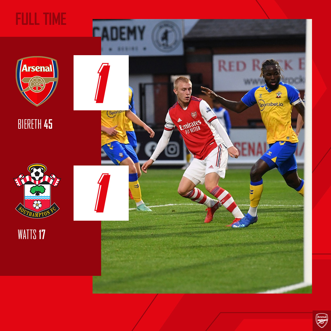 Arsenal U23 1-1 Southampton (Biereth; Watts) : r/Gunners