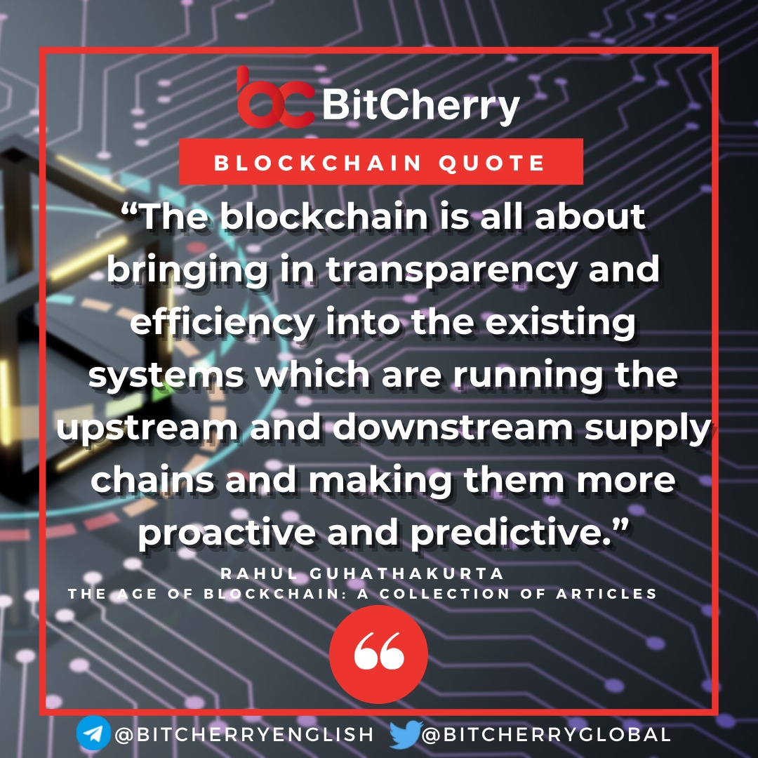 BitCherry on Twitter: "#Blockchain Quote - “The blockchain is all about bringing in transparency ...