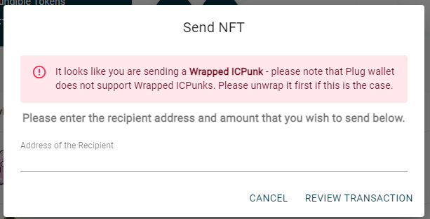 ToniqLabs on Twitter: "If you want to send ICPunks from Stoic to @plug_wallet Please unwrap it ...