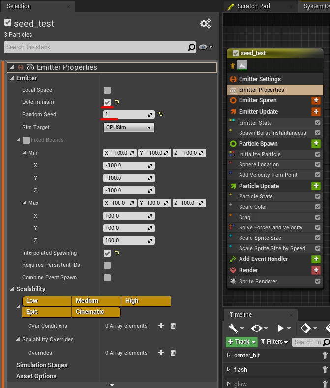 Roi on Twitter: "NiagaraのRandam Seedを固定する方法 ①EmitterProperties＞Determinismにチェック ②RandomSeedに任意の ...