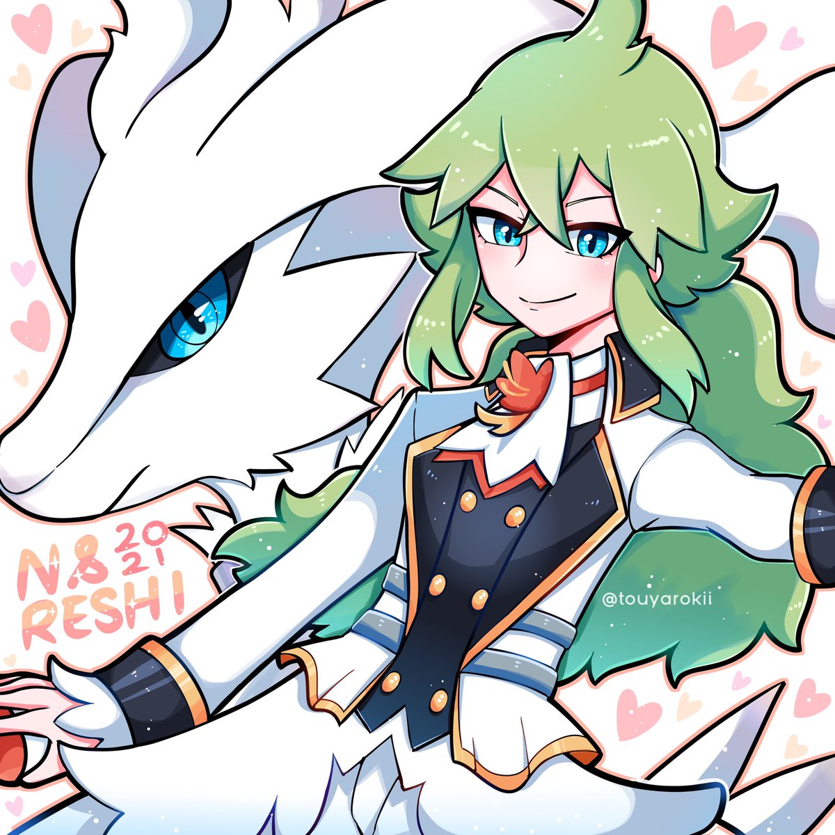 n (pokemon) green hair smile pokemon (creature) long hair 1boy official ...