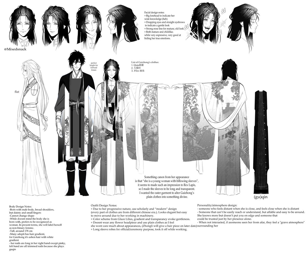 「Re-uploading my Guizhong design notes! T」|Cho 🍀の漫画