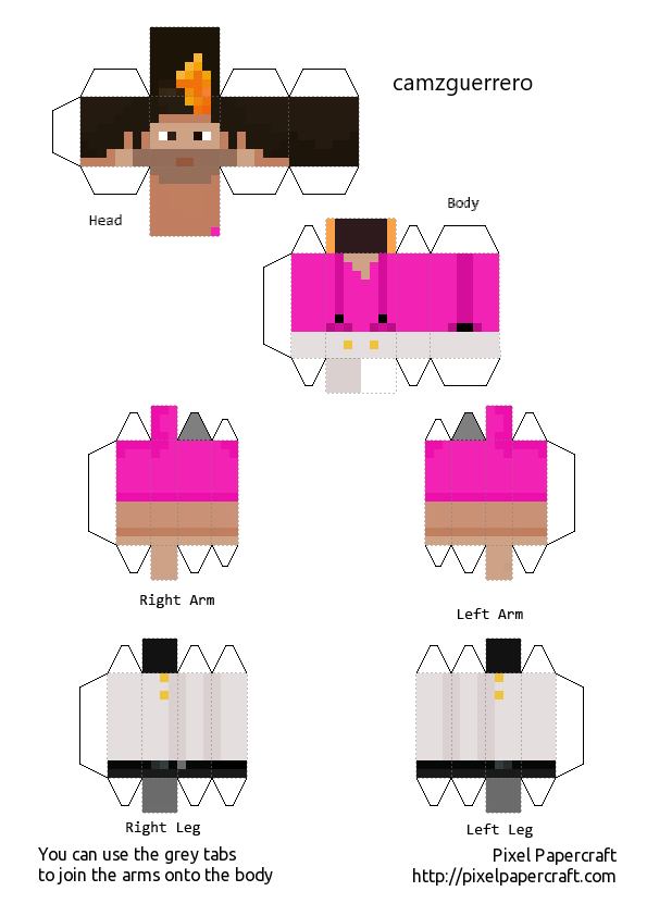 Minecraft Papercraft Girl Skin Templates