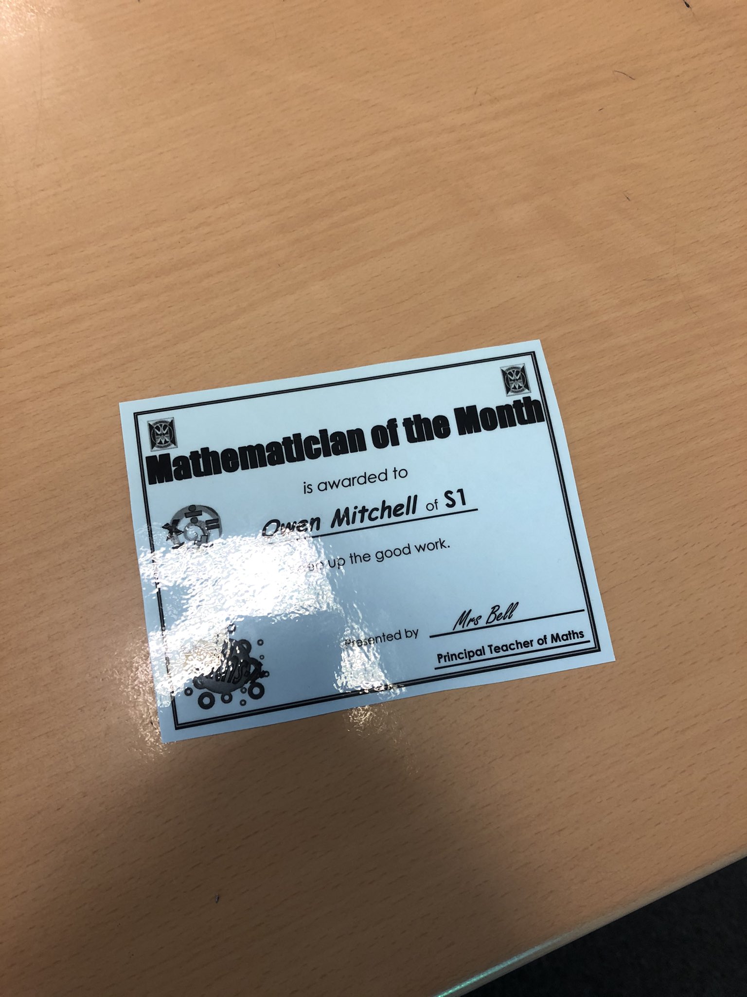 MrMasseyMaths on Twitter: "Congratulations Owen on winning ...