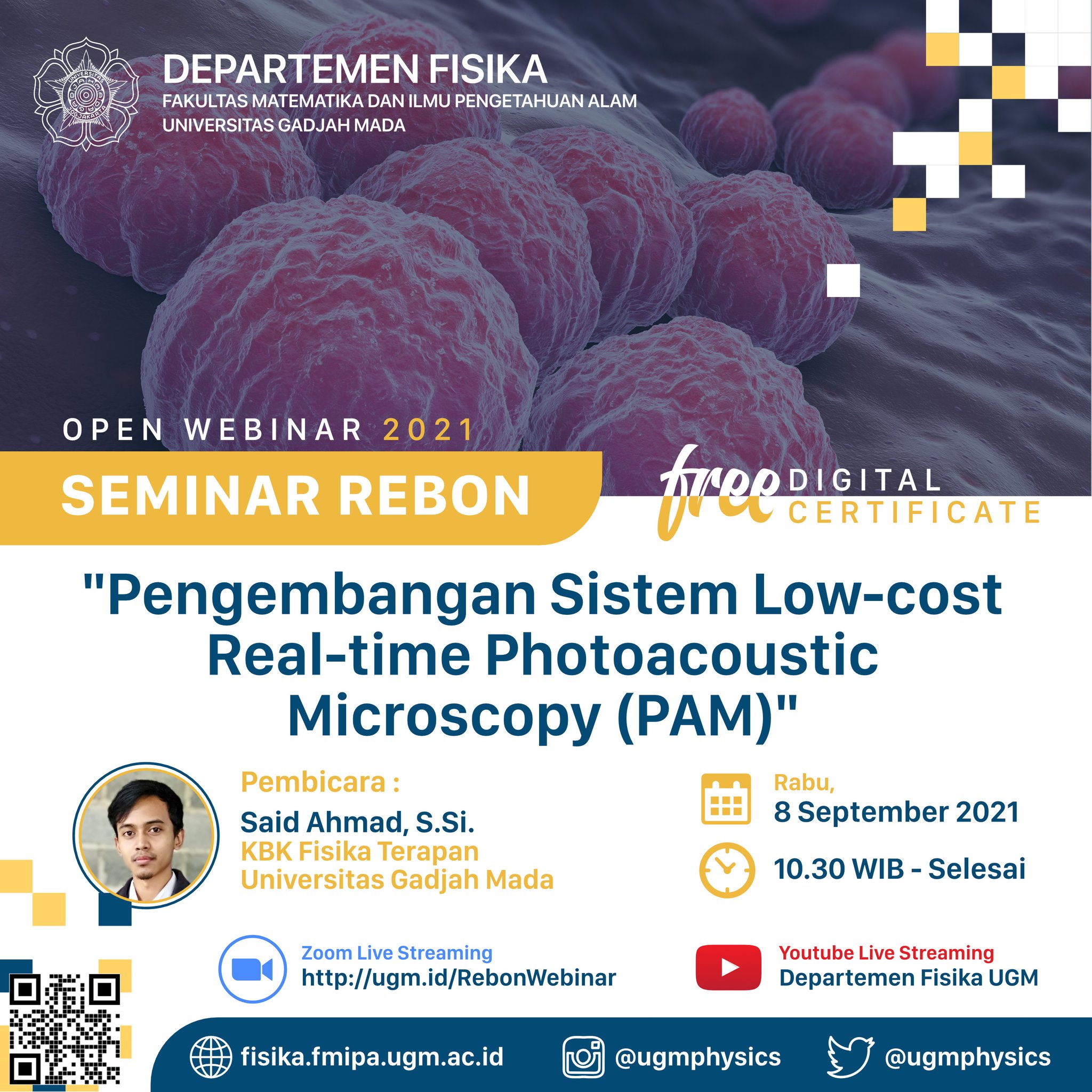 Department of Physics UGM on Twitter: "Hello! Phyvers, #Seminar Rebon 8 #September 2021 akan ...