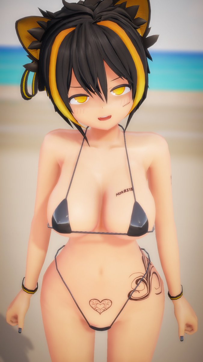 「仕事おわたら細かい修正とモーフ化 リボン着けやる 」|みずねこ＊Mimi.M2 🔞MMDのイラスト