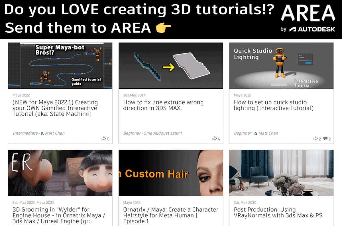 We want to see your 3D tutorials! Send them to the AREA https://t.co ...