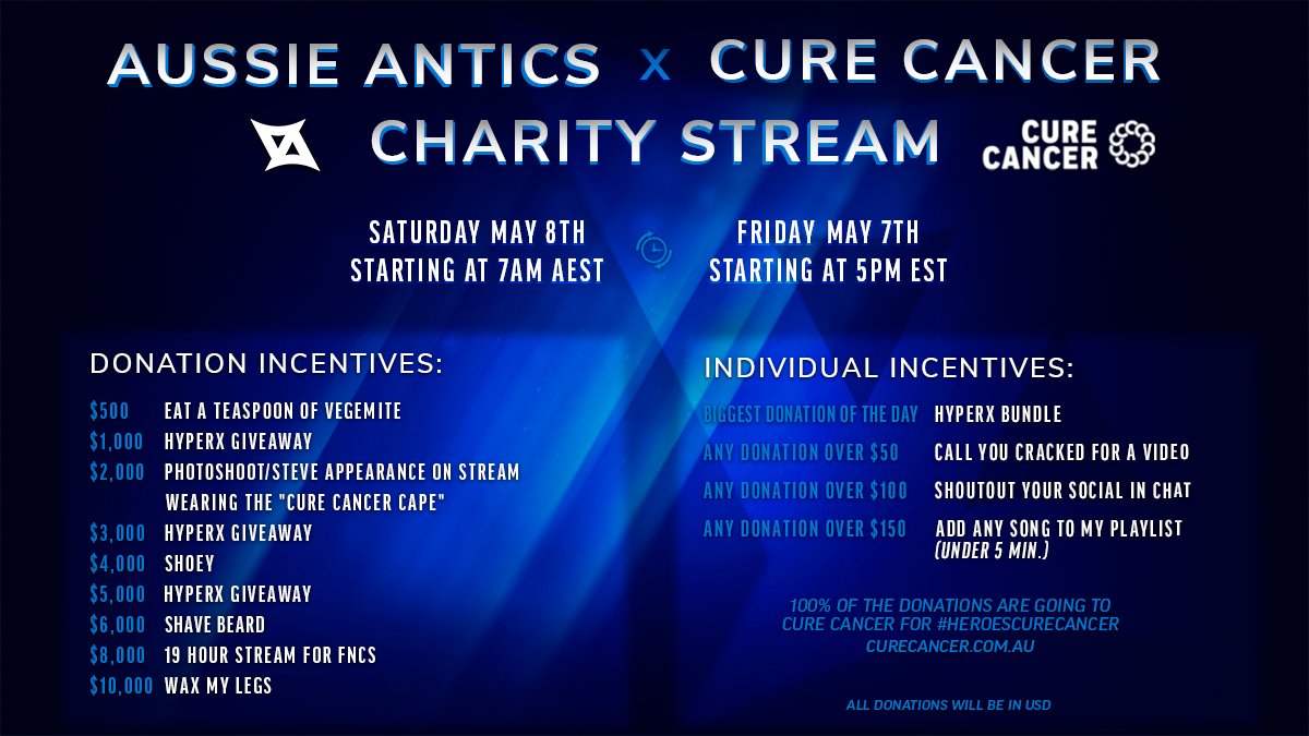 DIG Aussie Antics on Twitter: "WE ARE LIVE w/ CHARITY STREAM for #HeroesCureCancer and FNCS ...