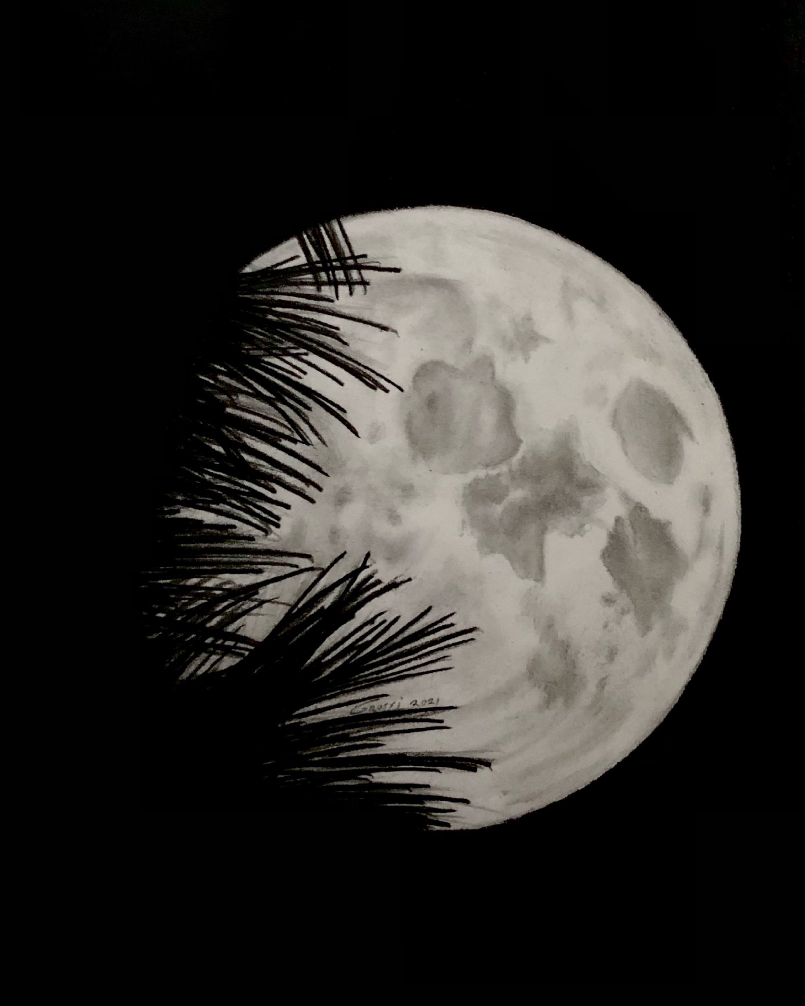 Full Moon Pencil Drawing