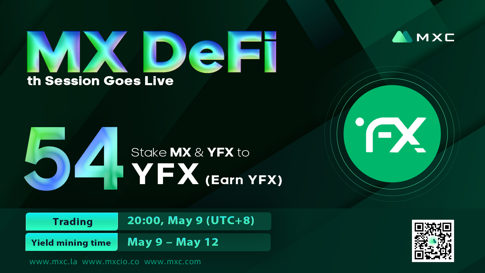 MEXC Global on Twitter: "$YFX/USDT trading goes live at 8pm tonight (UTC+8). Get ready 🔥 Stake ...
